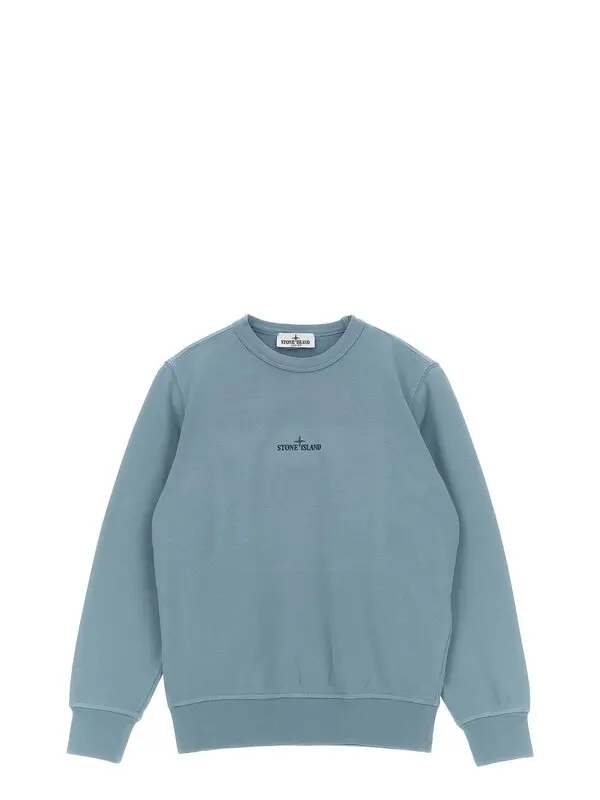 Stone Island Logo Print Sweatshirt - Light Blue