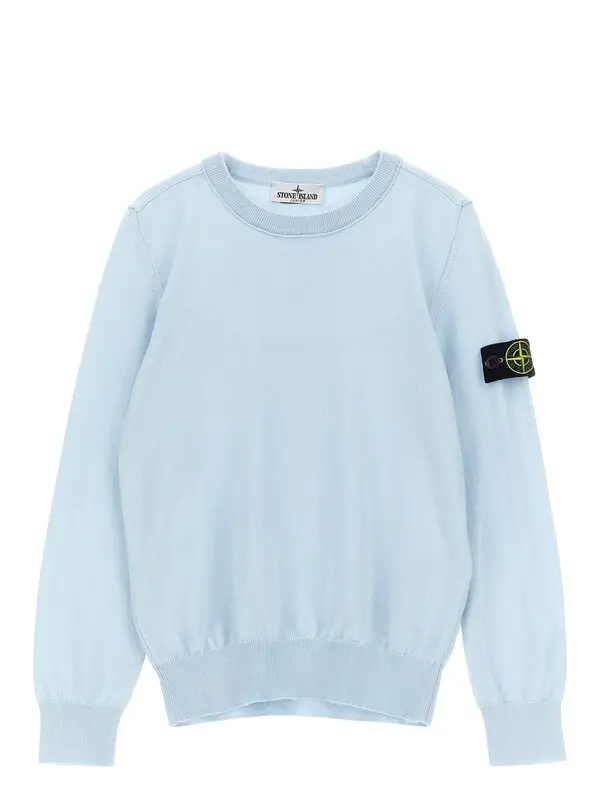 Stone Island Logo Badge Sweater - Light Blue