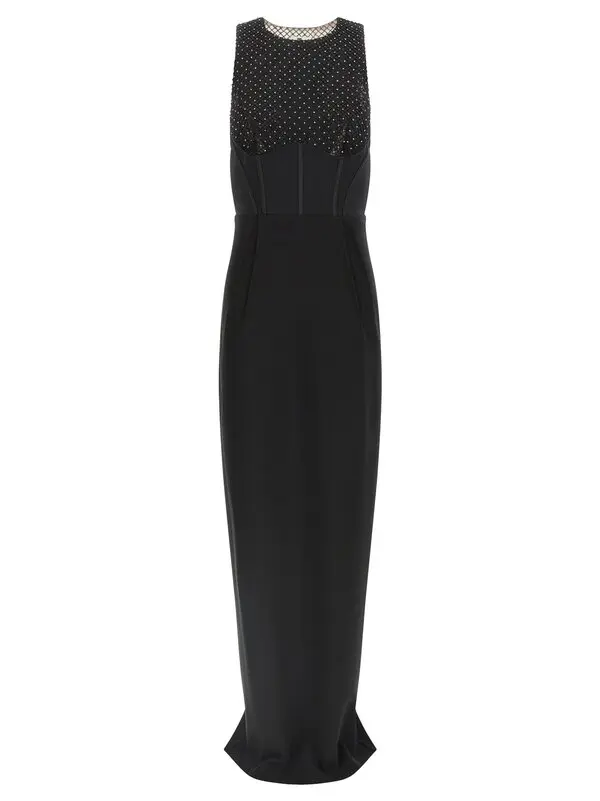 Elisabetta Franchi Crêpe Long Dress - Black