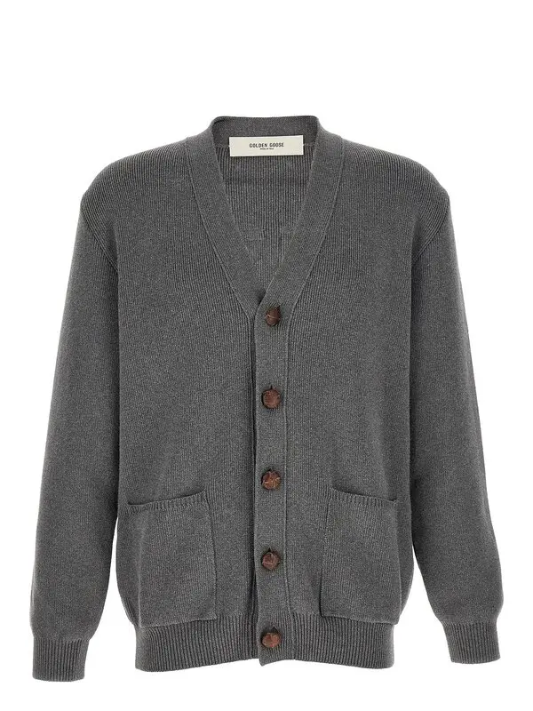 GOLDEN GOOSE Logo Cardigan - Gray