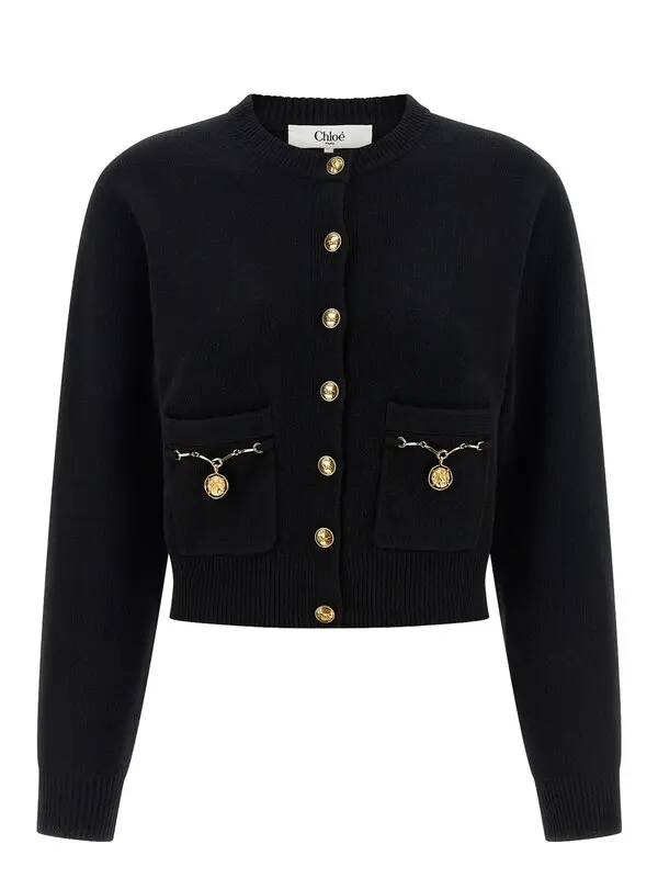 Chloé Horse Medal Cardigan - Black