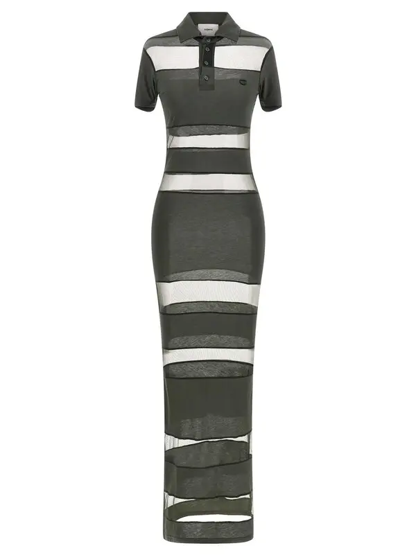 Coperni Striped Sheer Polo Dress - Green