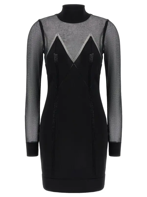 Elisabetta Franchi Sheer Accent Mini Dress - Black