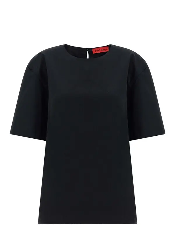 THE LATEST Dean Rigid Cotton Gabardine Crewneck T-shirt - Black