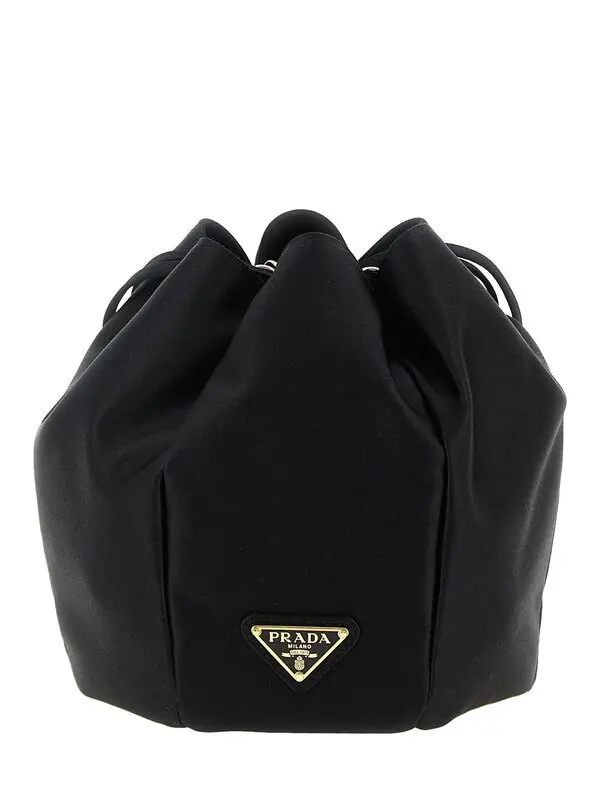 Prada Satin Mini Bucket Bag - Black
