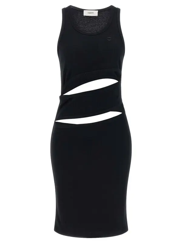 Coperni Spiral Cotton Mini Dress - Black