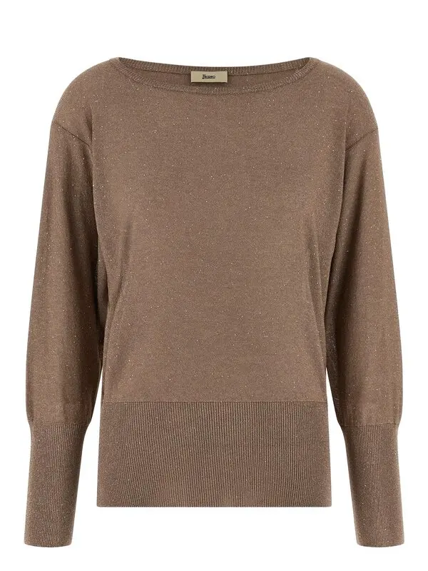 Herno Lamé And Sequin Yarn Sweater - Brown