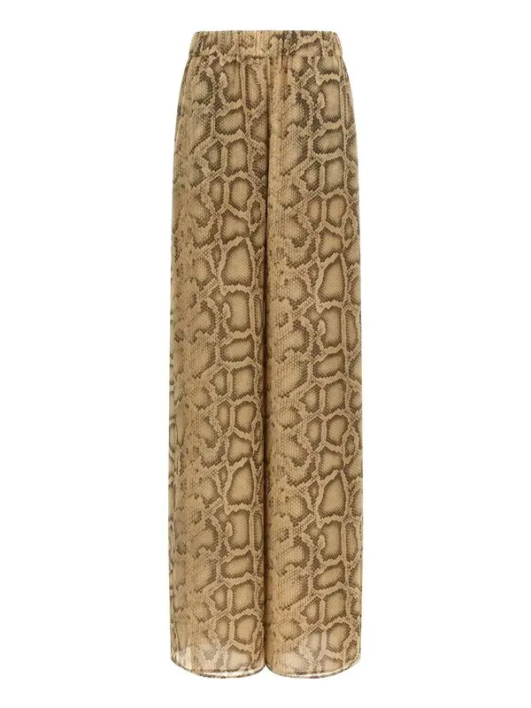 Andamane Lena Python Print Georgette Trousers - Beige