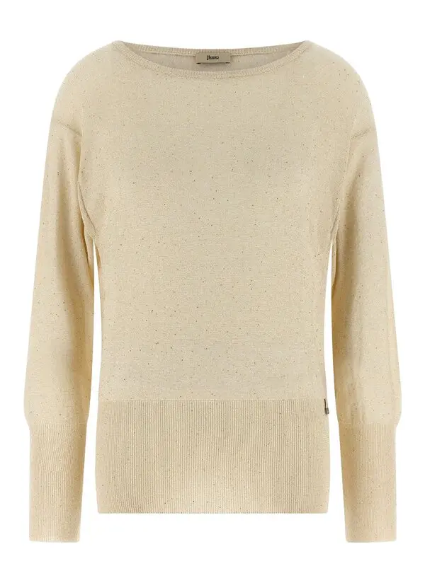 Herno Lamé And Sequin Yarn Sweater - Beige