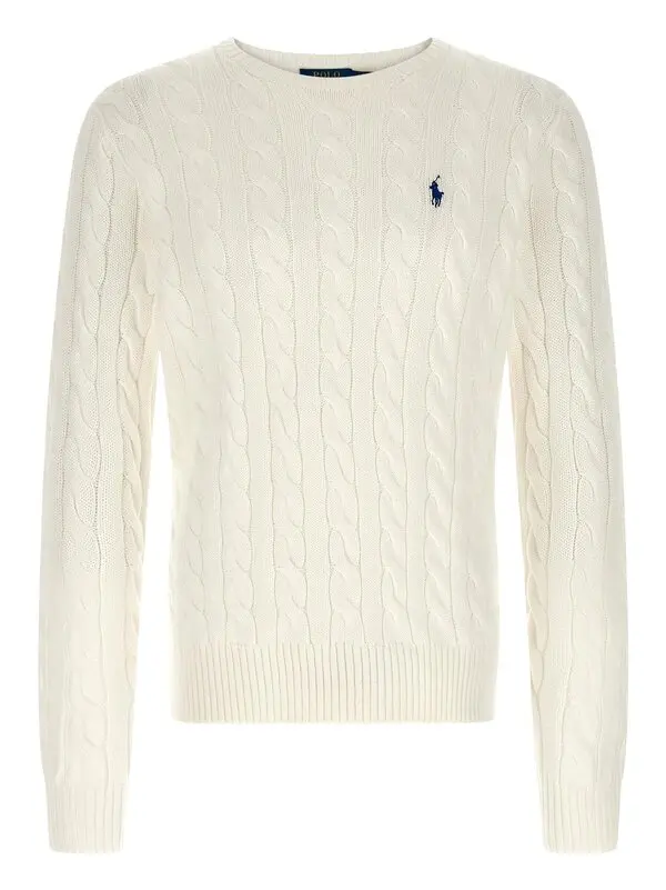 Polo Ralph Lauren Driver Cotton Cable Knit Sweater - White