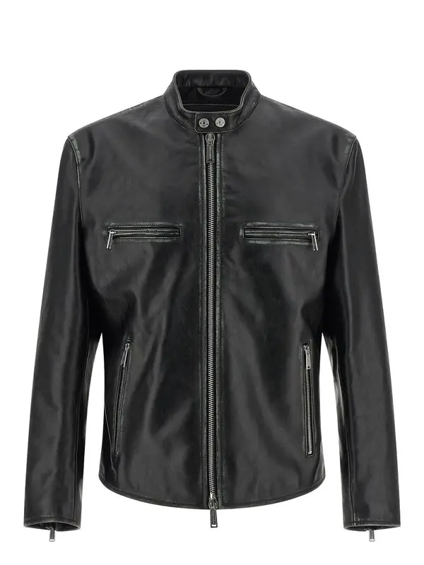 Dsquared2 Bad Boy Leather Biker Jacket - Black