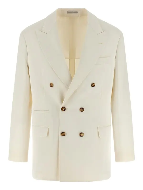Brunello Cucinelli Linen Silk Blazer - White