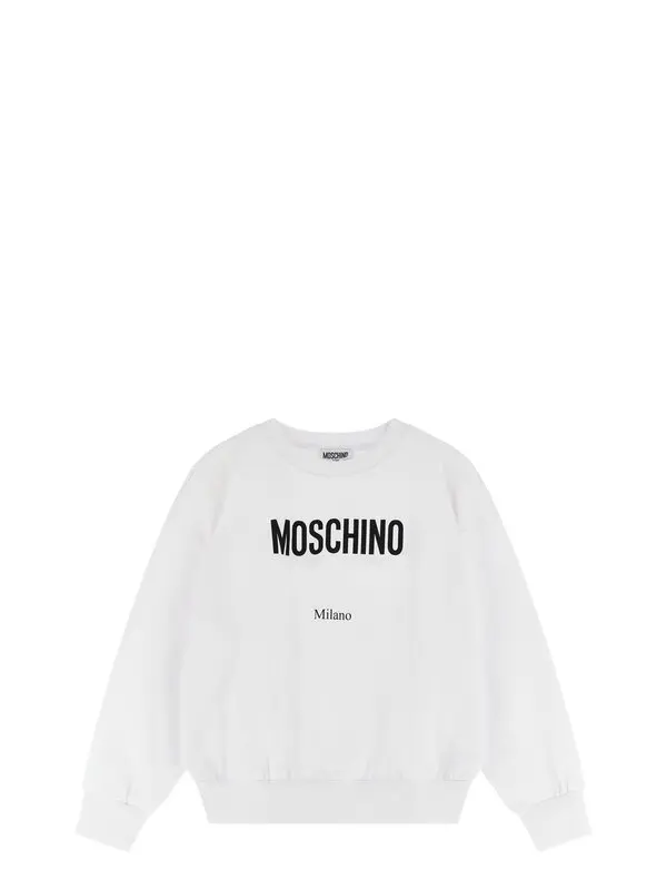 MOSCHINO KID TEEN Logo Lettering Sweatshirt - White/black