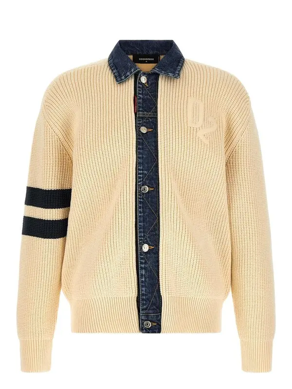 Dsquared2 Denim Mix Cardigan - Beige