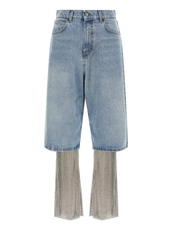 Giuseppe Di Morabito Denim Bermuda Shorts With Crystal Leggings - Multi