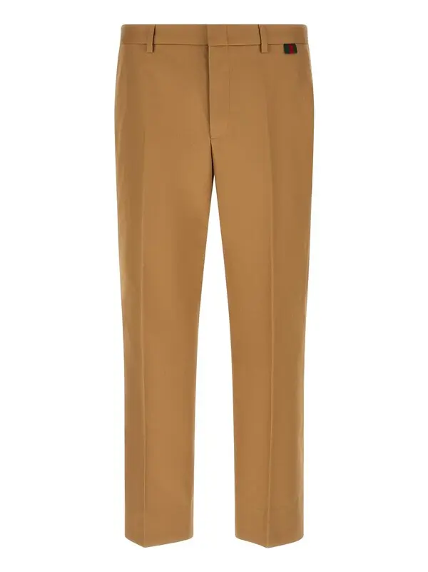 Gucci Cotton Twill Web Loop Trousers - Beige
