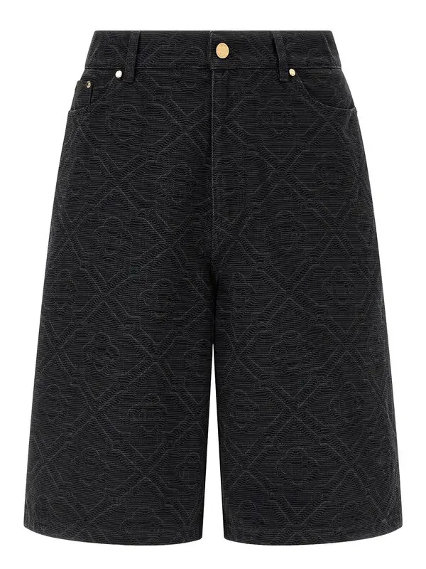 Casablanca Laser Monogram Denim Bermuda Shorts - Black