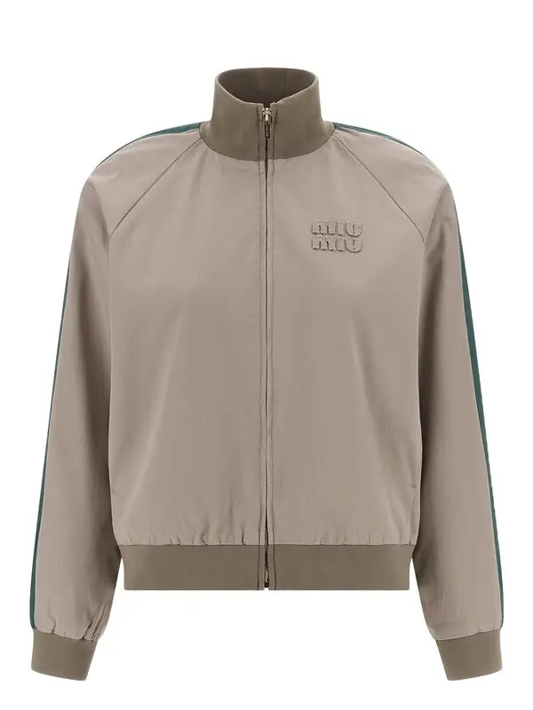 Miu Miu Cotton Twill Bomber Jacket - Gray