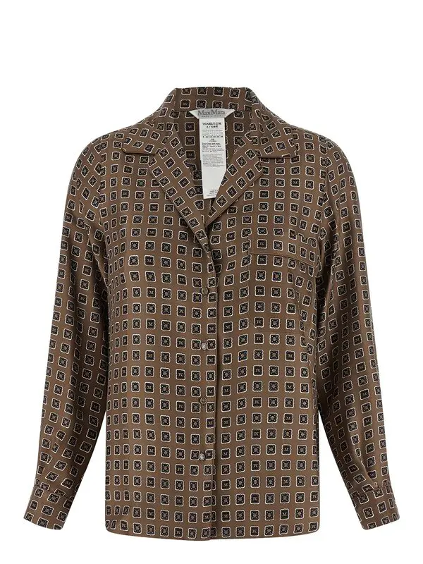 Max Mara Mxmdisco Printed Silk Twill Shirt - Brown