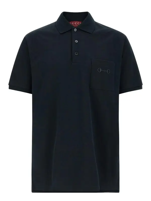 Gucci Morsetto' Embroidery Polo Shirt - Blue