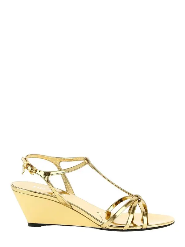 Prada Laminated Leather Sandals - Gold