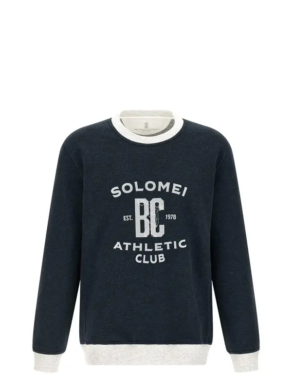 Brunello Cucinelli Cotton And Linen Sweatshirt - Blue