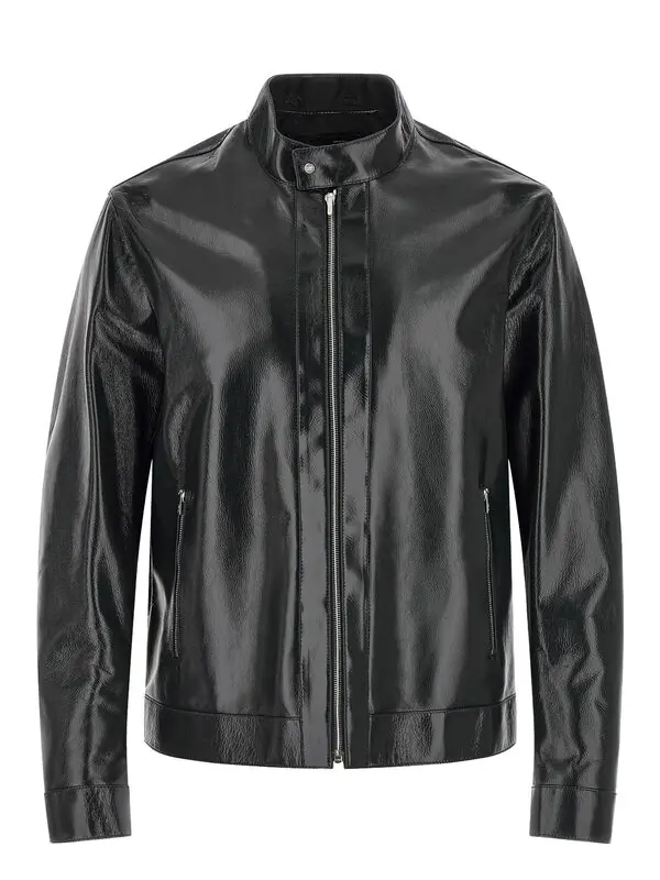 Fendi Lacquered Leather Biker Blouson - Blue