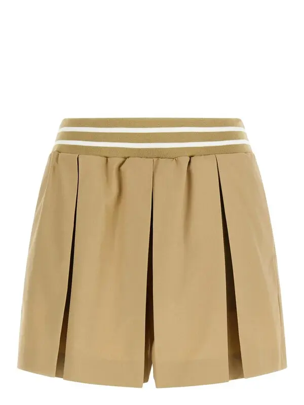 Moschino Pleated Cotton Poplin Shorts - Beige