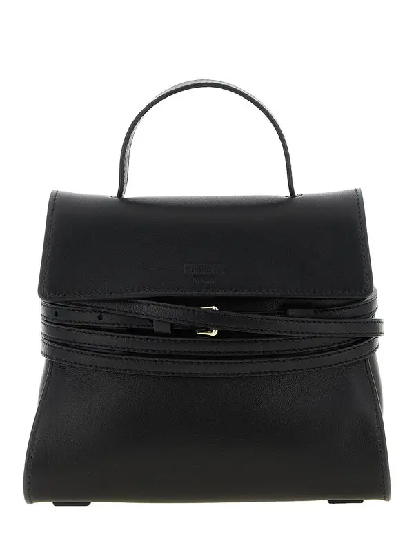 Moschino Tie Me Leather Handbag - Black