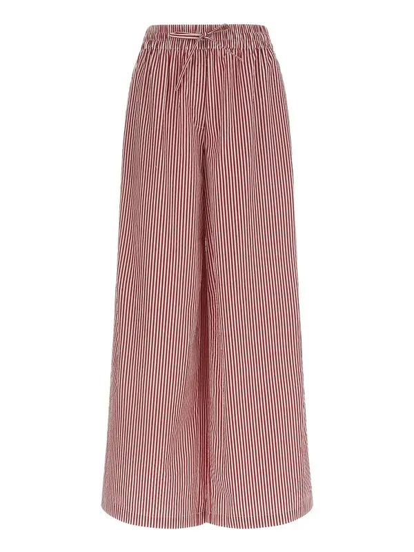 P.a.r.o.s.h Cashine Striped Cotton Poplin Pants - Red