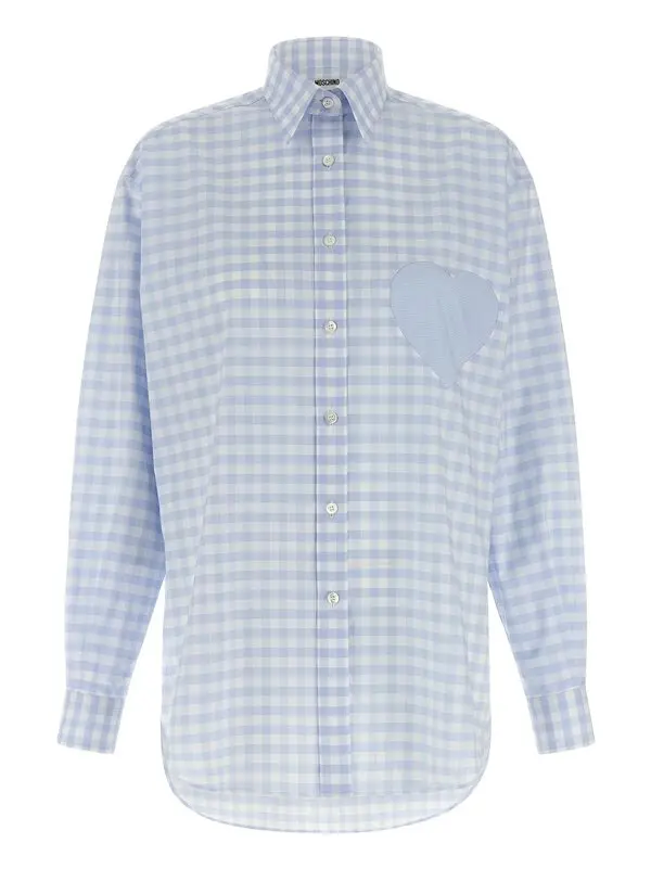 Moschino Vichy Cotton Poplin Shirt - Light Blue