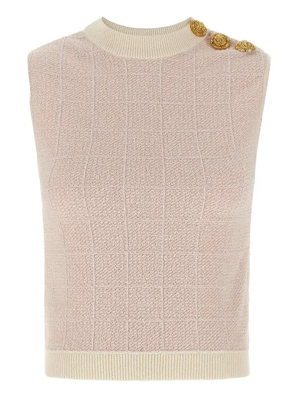 Balmain Testa Di Leone' Tweed Vest - Pink