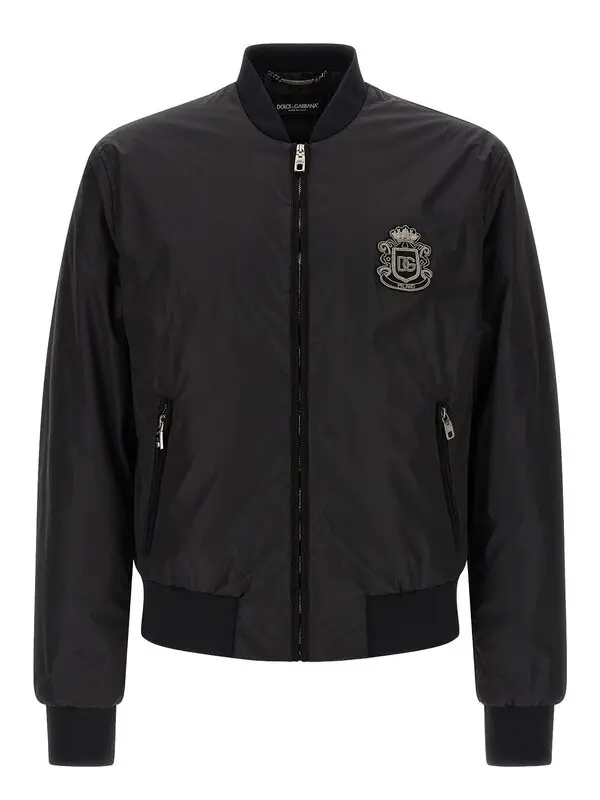 Dolce & Gabbana Dg Patch Bomber Jacket - Black