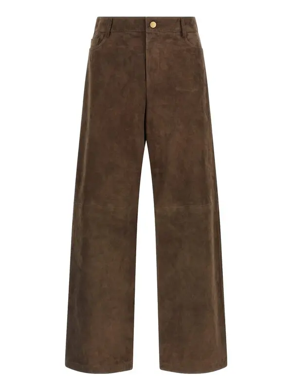 Max Mara Smmfulmine Suede Pants - Brown