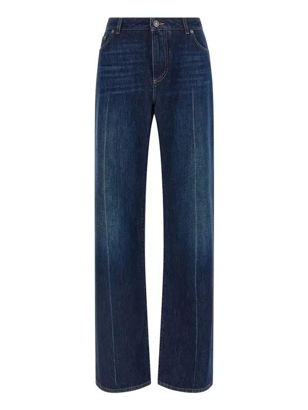 Dolce & Gabbana Stretched Pleated Trompe L'oeil Jeans - Blue