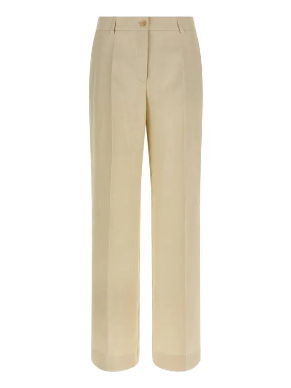 P.a.r.o.s.h Raisa26 Viscose And Linen Blend Trousers - Beige