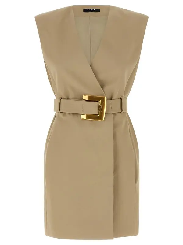 Balmain Anthem' Dress - Beige