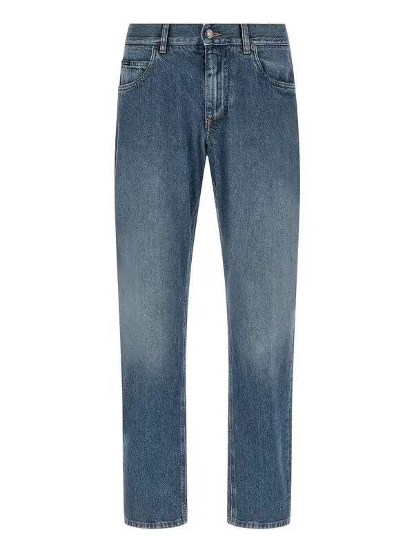 Dolce & Gabbana Heraldic Embroidery Denim Jeans - Blue