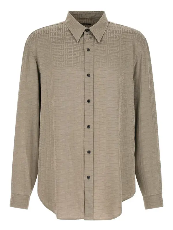 Balmain Jacquard Monogram Shirt - Gray