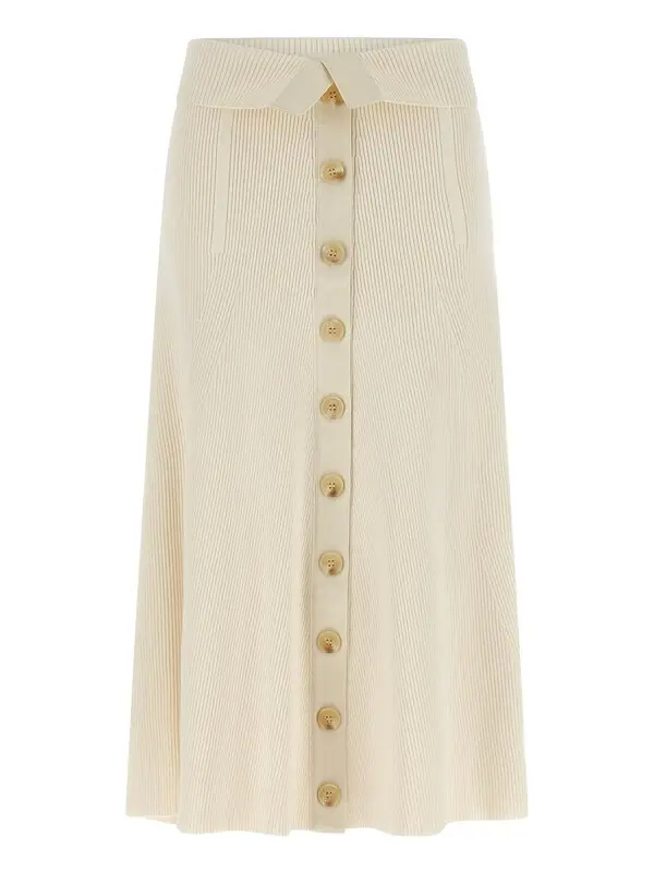 Zimmermann Rebellion Ribbed Midi Skirt - Beige