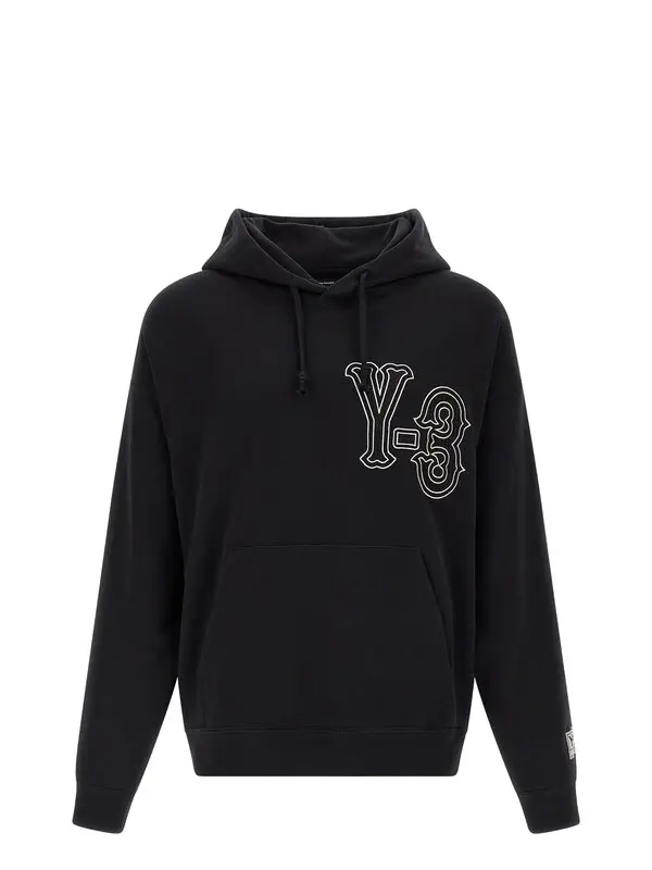 Y3 Embroidered Cotton Hoodie - Black