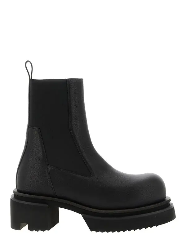 Rick Owens Hammered Leather Beatle Bogun Boots - Black