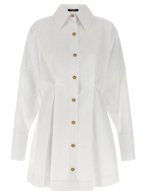 Balmain Cotton Poplin Chemisier Dress - White
