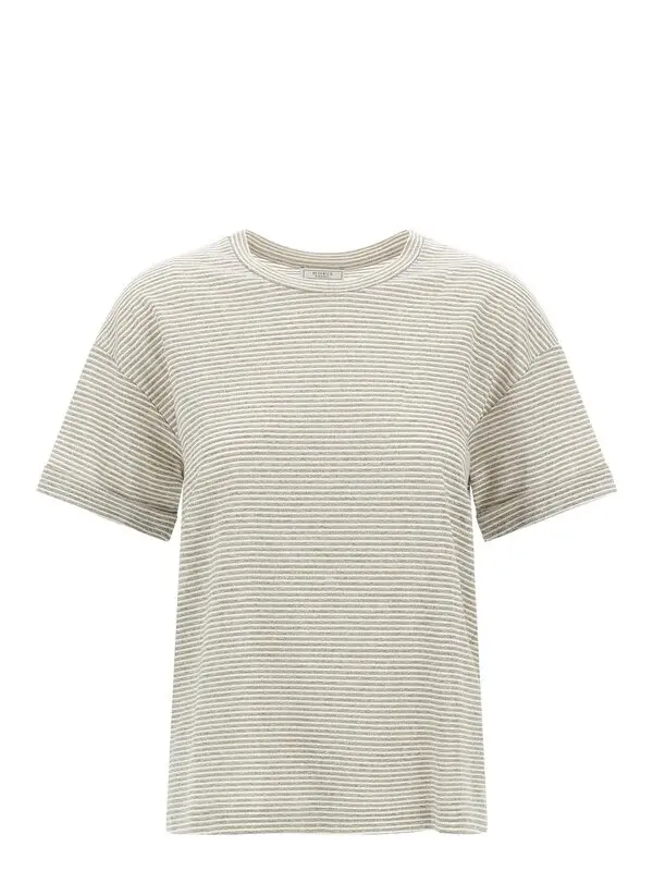 Peserico Striped Lamé T-shirt - Beige