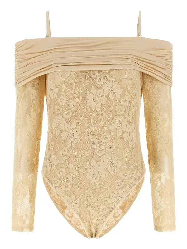 Zimmermann Rebellion Stretch Lace Bodysuit - Beige