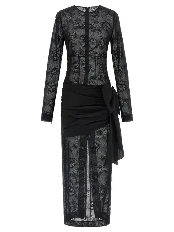 Alessandra Rich Lace Bustier Gown - Black