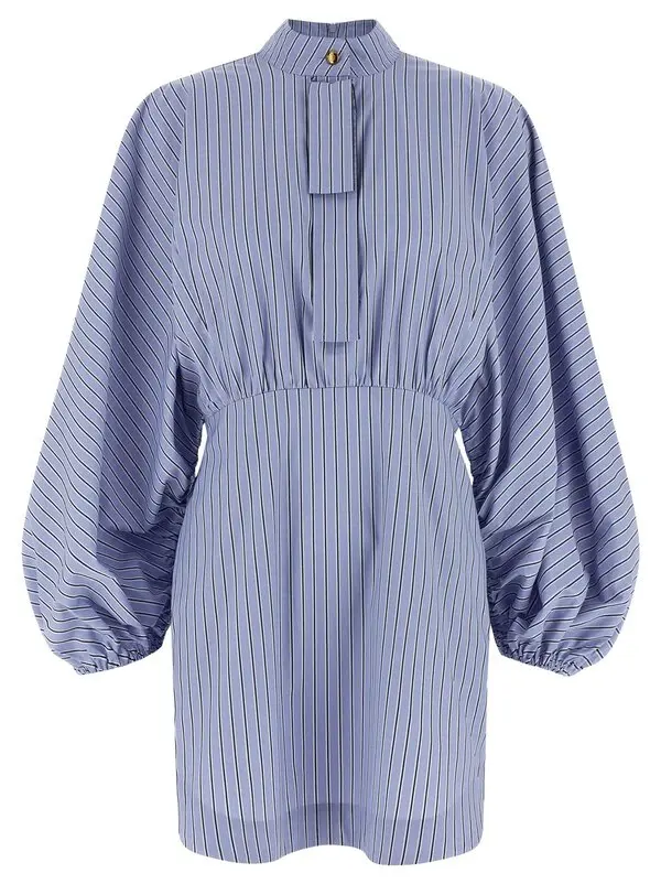 Zimmermann Striped Cotton Poplin Mini Dress - Light Blue