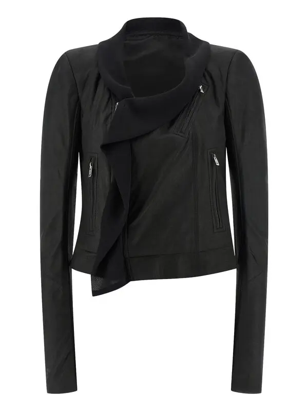 Rick Owens Scarf Biker Jacket - Black