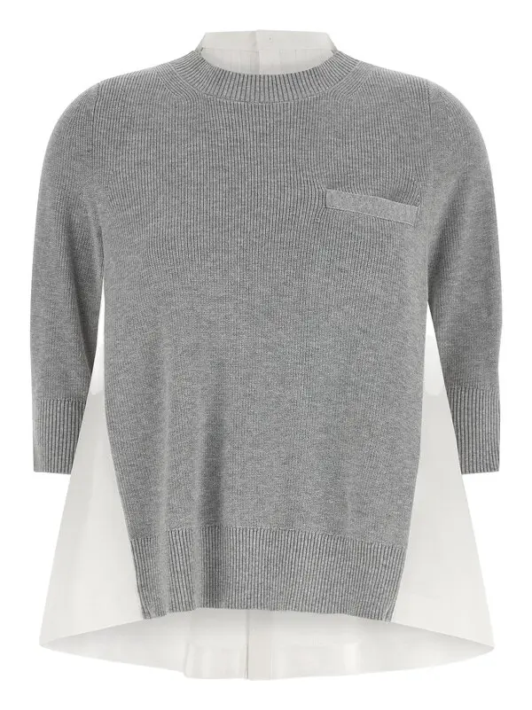 Sacai Cotton Blend Asymmetric Shirt Sweater - Multi