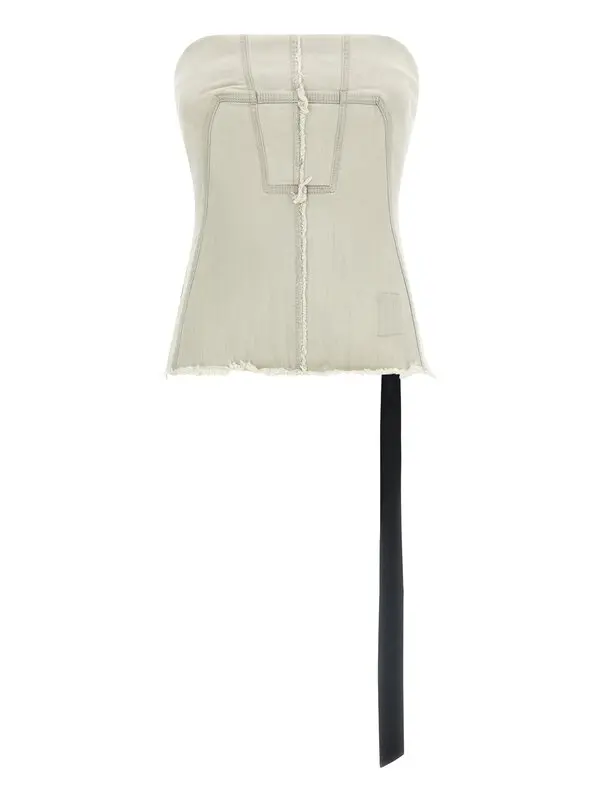 Rick Owens Denim Bustier Top - Gray